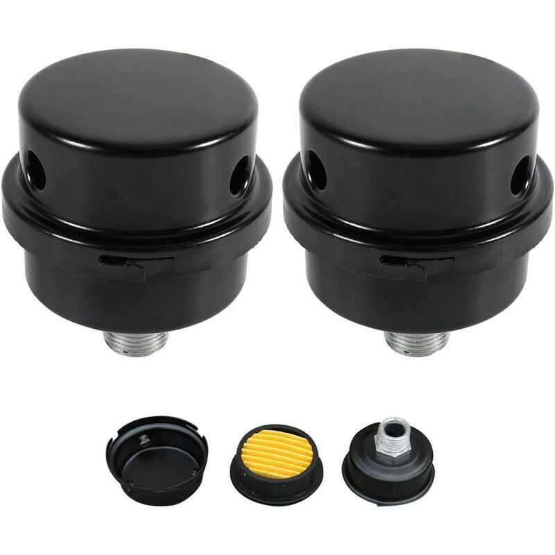 2 Pcs Air Compressor Muffler Filter, 3/8 16mm Male Thread Metal Shell ...