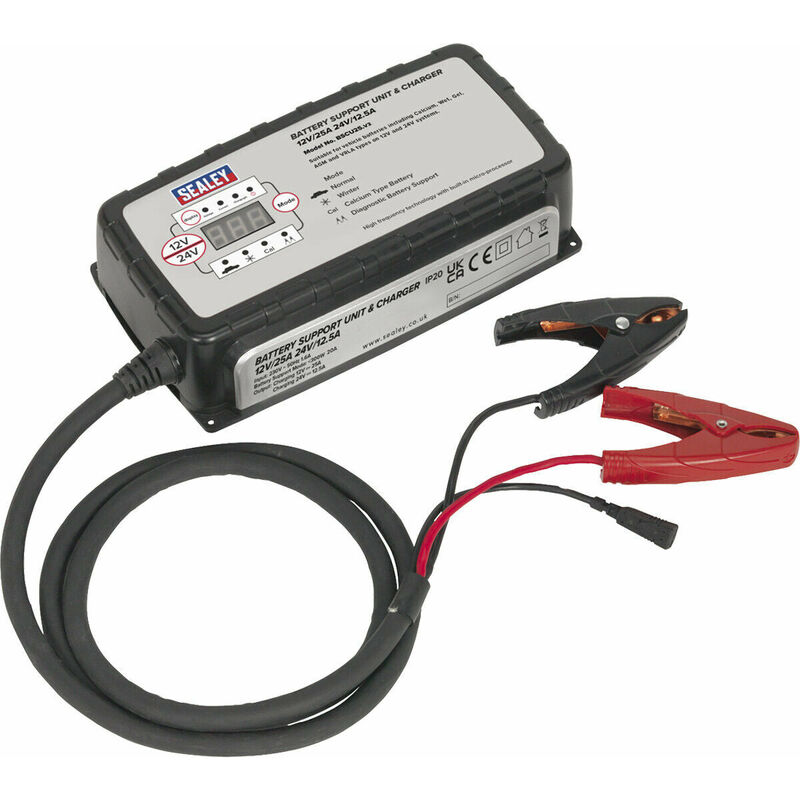 25A Battery Support Unit & Charger - 12V & 24V Output - 9-Cycle with ...
