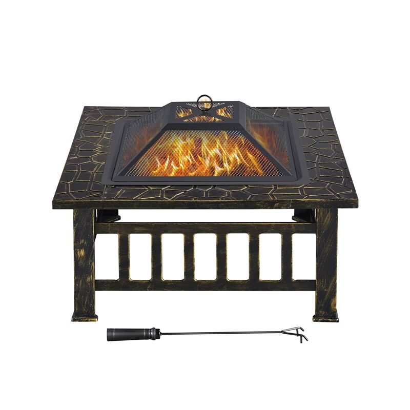 32' Outdoor Square Fire Pit, Bronze - bronze - Yaheetech - Garden ...