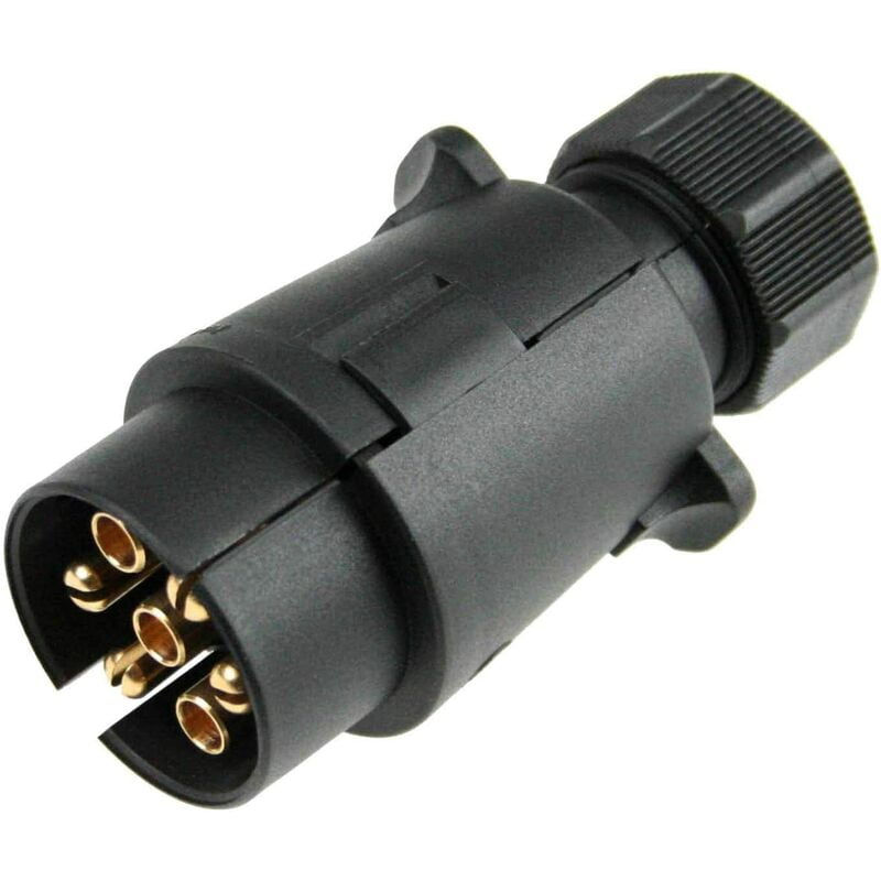 7 Pin Trailer Plug, Male, Car Caravan Connector, 12V Black - Garden ...