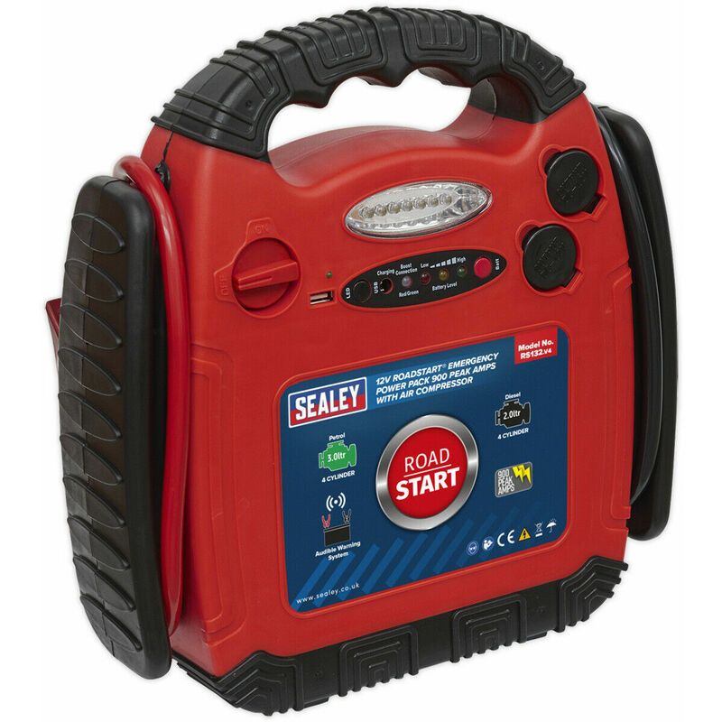 900A Emergency Jump Starter with Air Compressor - Tyre Pump Pressure ...