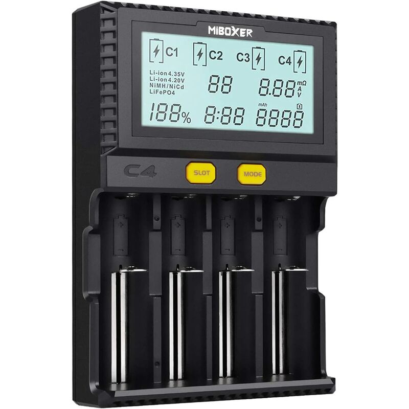 Battery Charger Universal LCD Display 4 Plug Charging Station for ...