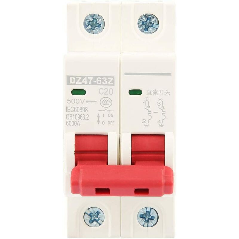 DC 2P 500V 20A miniature circuit breaker MCB DZ47-63Z-2P circuit ...