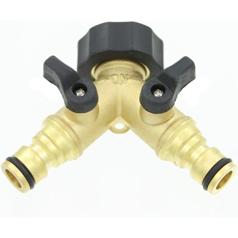 Double Nose Garden Tap Connector with Valves - Double Male End - Garden ...