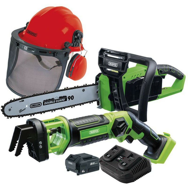 Draper - 99763 D20 Cordless Garden Saw Kit with Forestry Helmet ...