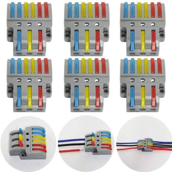 Electrical connector, 6 electrical terminal blocks, with lever, compact ...
