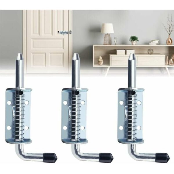 FVO-3PCS Galvanized Iron Spring Latch Gate Lock Shed Heavy Duty Spring ...