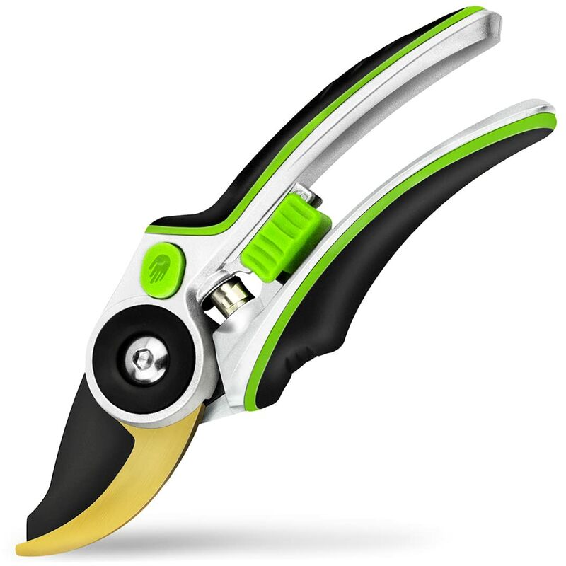 Forged secateurs with Teflon coated SK-5 blade and ergonomic aluminum ...