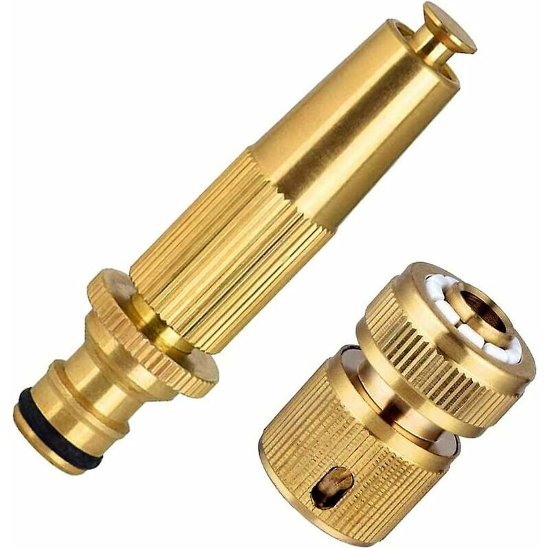 Garden Hose Accessory Set - 1/2 inch Brass hose connector and spray ...
