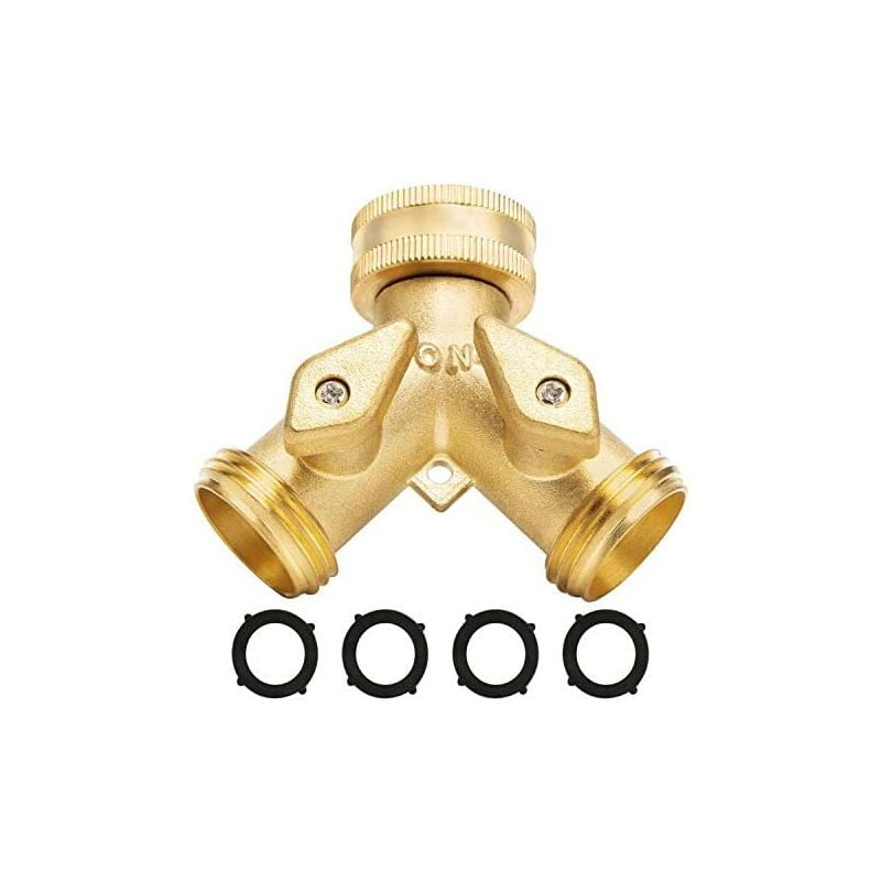 Garden Hose Splitter 2 Way - Heavy Duty Solid Brass Hose y Splitter ...