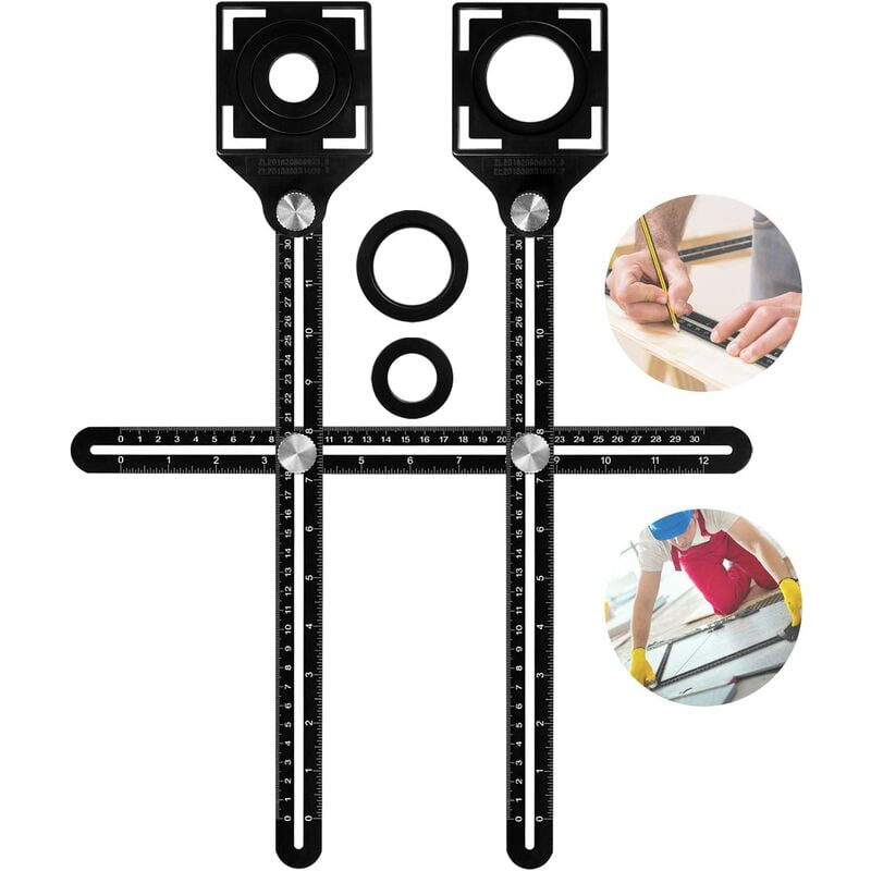 Multi-angle measuring rule with 2 positioning holes, aluminum alloy ...