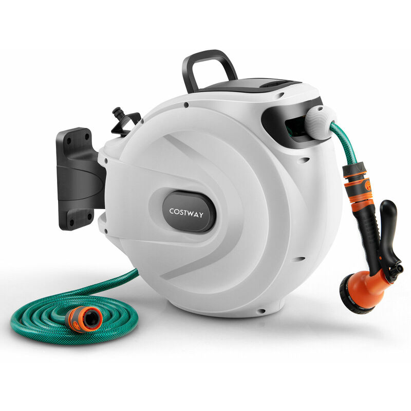 Portable Hose Reel 30+2m Wall Mounted Hose Reel Retractable Auto Rewind ...