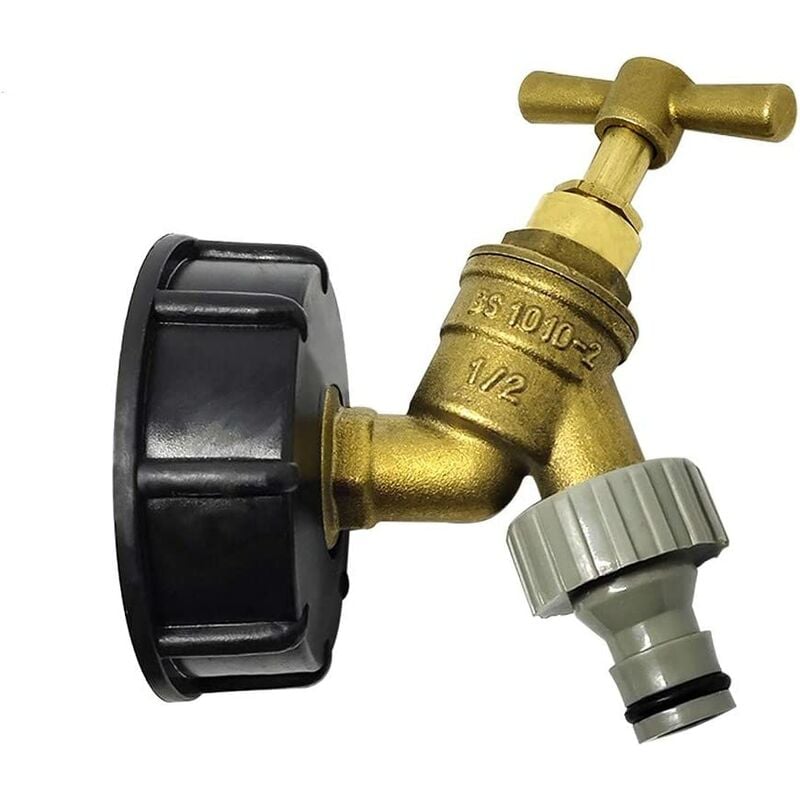 S60X6 IBC Tank to Brass Garden Tap Adapter with 1/2 Hose Connector for ...