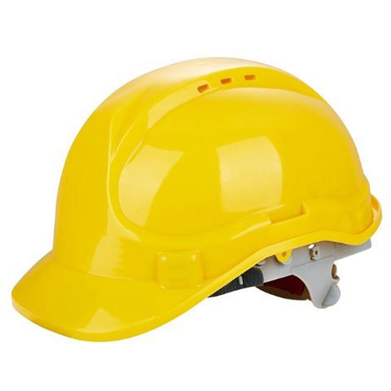 Safety Helmet Yellow hdpe 6-Point Standard Peak Vented - Garden ...