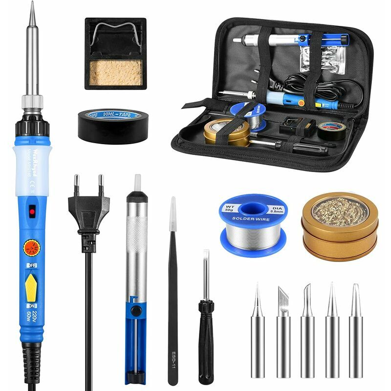 Soldering iron, 60W with adjustable temperature 200-450°C and ON/OFF ...
