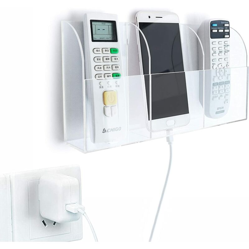 TV Remote Control Holder Acrylic Wall Mount Media Storage Organizer ...