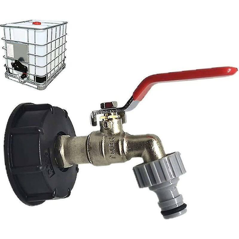 Tank Tap 1000l S60x6 Ibc Tap Connector With 1/2" Hose Connector, Drain ...
