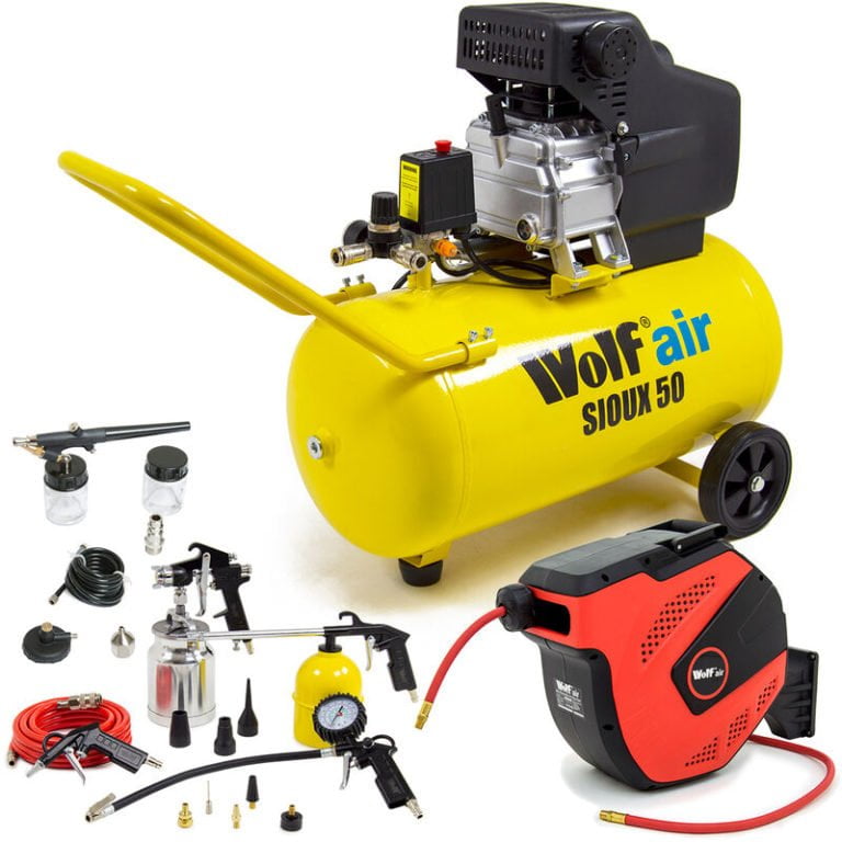 Wolf Sioux 50 Air Compressor with 13pc Spray Kit, Airbrush Kit & 20m ...
